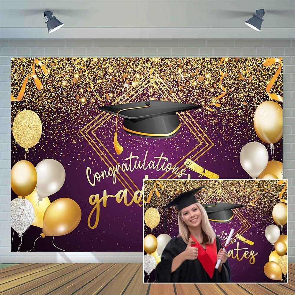 Custom 7X5FT Class of 2023 Backdrop Black Gold Glitter Bokeh Graduation ...