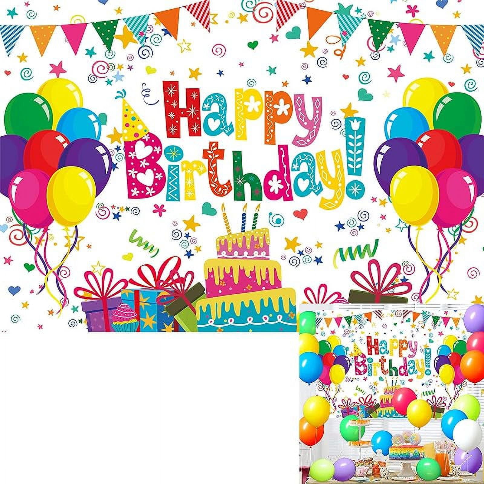 Custom 7x5FT Colorful Happy Birthday Backdrop Balloons Colorful Cake ...