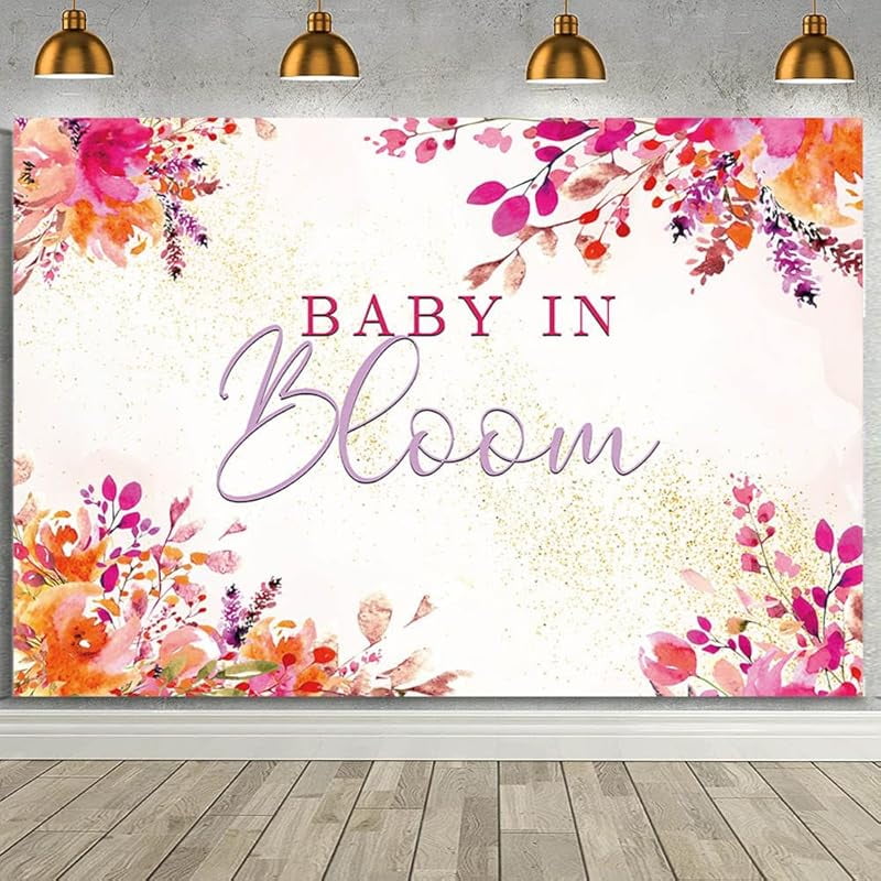 Custom 7x5ft Baby in Bloom Backdrop for Girls Pink Watercolor Floral ...