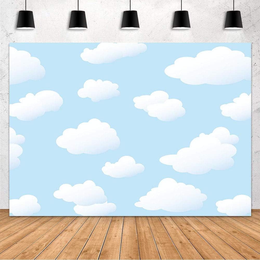 Custom 7x5ft Blue Sky Backdrop Cloud Cartoon Birthday Party Decoration ...