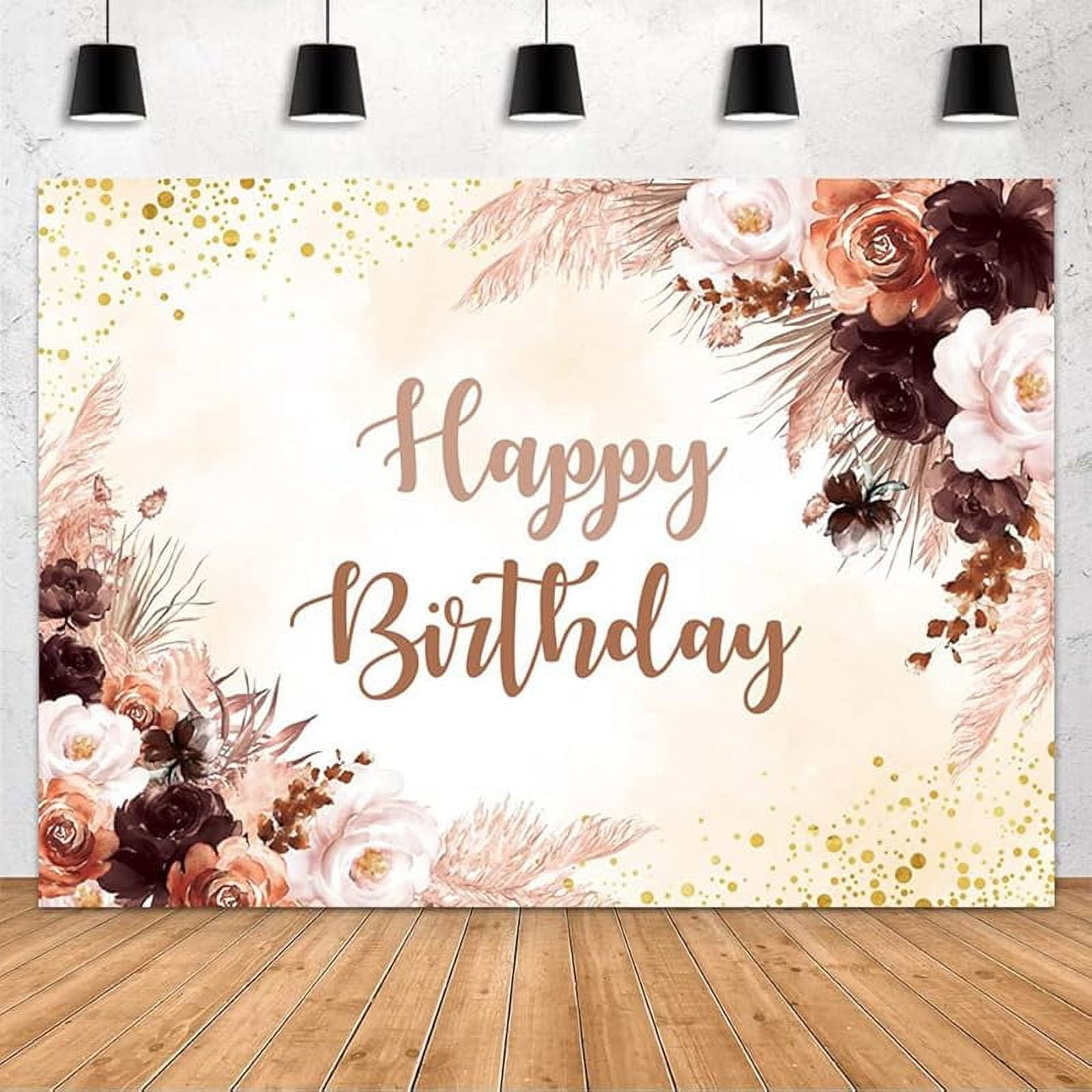 Custom 7x5ft Boho Happy Birthday Backdrop for Girls Women Boho Birthday ...