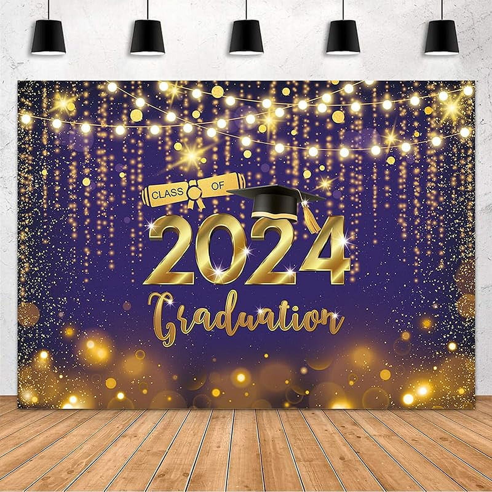 Custom 7x5ft Class of 2024 Graduation Backdrop Black Silver Graduation ...