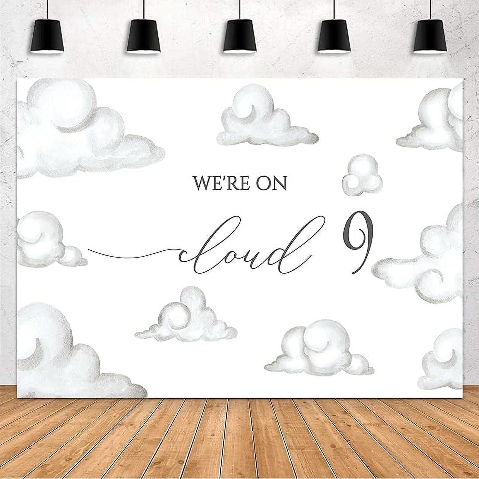Custom 7x5ft Cloud Nine Baby Shower Backdrop We are On Cloud 9 Baby Shower Decorations Blue Sky ...