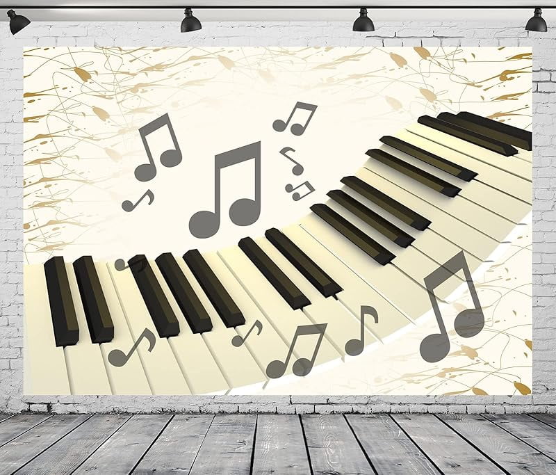 Custom 7x5ft Fabric Levitating Piano Keys Photography Backdrop Musical ...