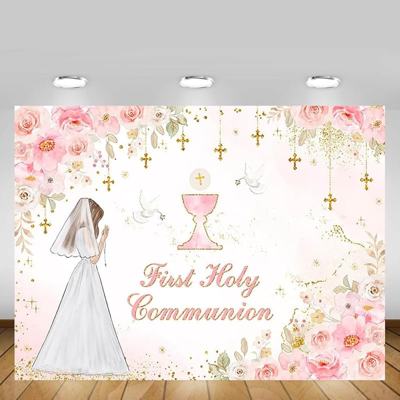 Custom 7x5ft First Holy Communion Backdrop for Girls Mi Primera ...