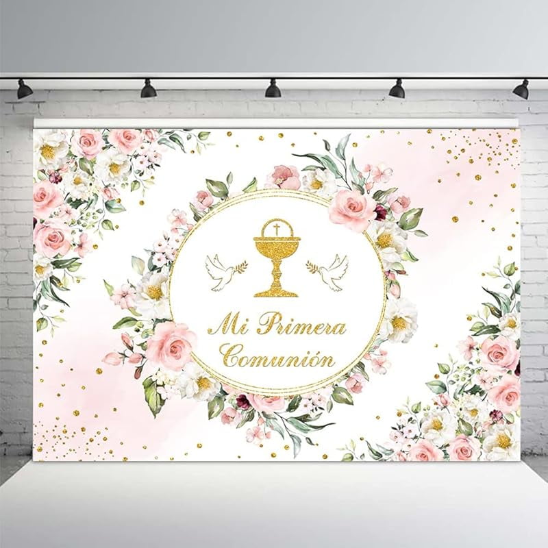 Custom 7x5ft Girls Baptism Backdrop Mexican Mi Primera Communion ...