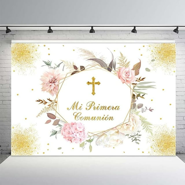 Custom 7x5ft Girls Baptism Backdrop Mexican Mi Primera Communion ...