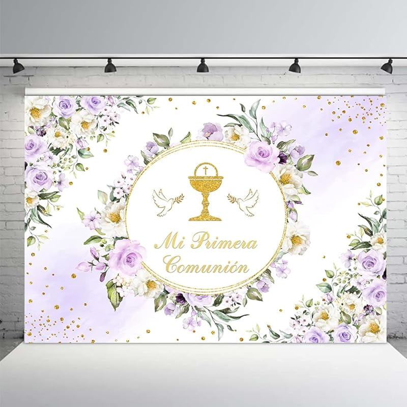 Custom 7x5ft Girls Baptism Backdrop Mexican Mi Primera Communion ...