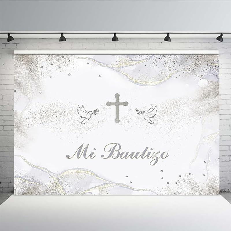 Custom 7x5ft Mi Bautizo Baptism Backdrop Mexican Gold Bless First Holy ...