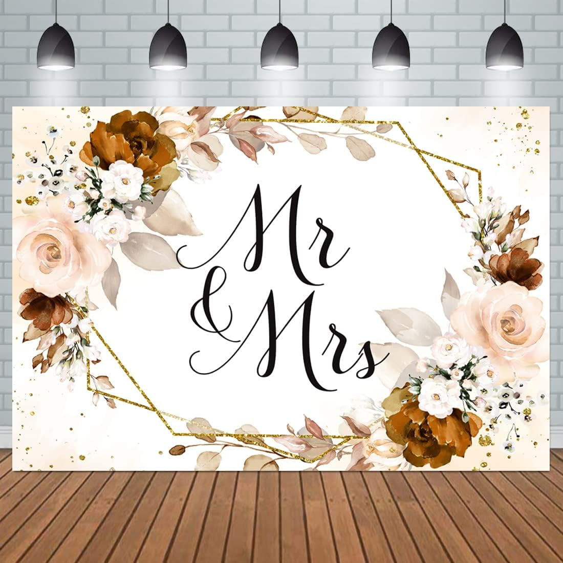 Custom 7x5ft Miss to Mrs Backdrop for Bridal Shower Floral Brown Flower ...