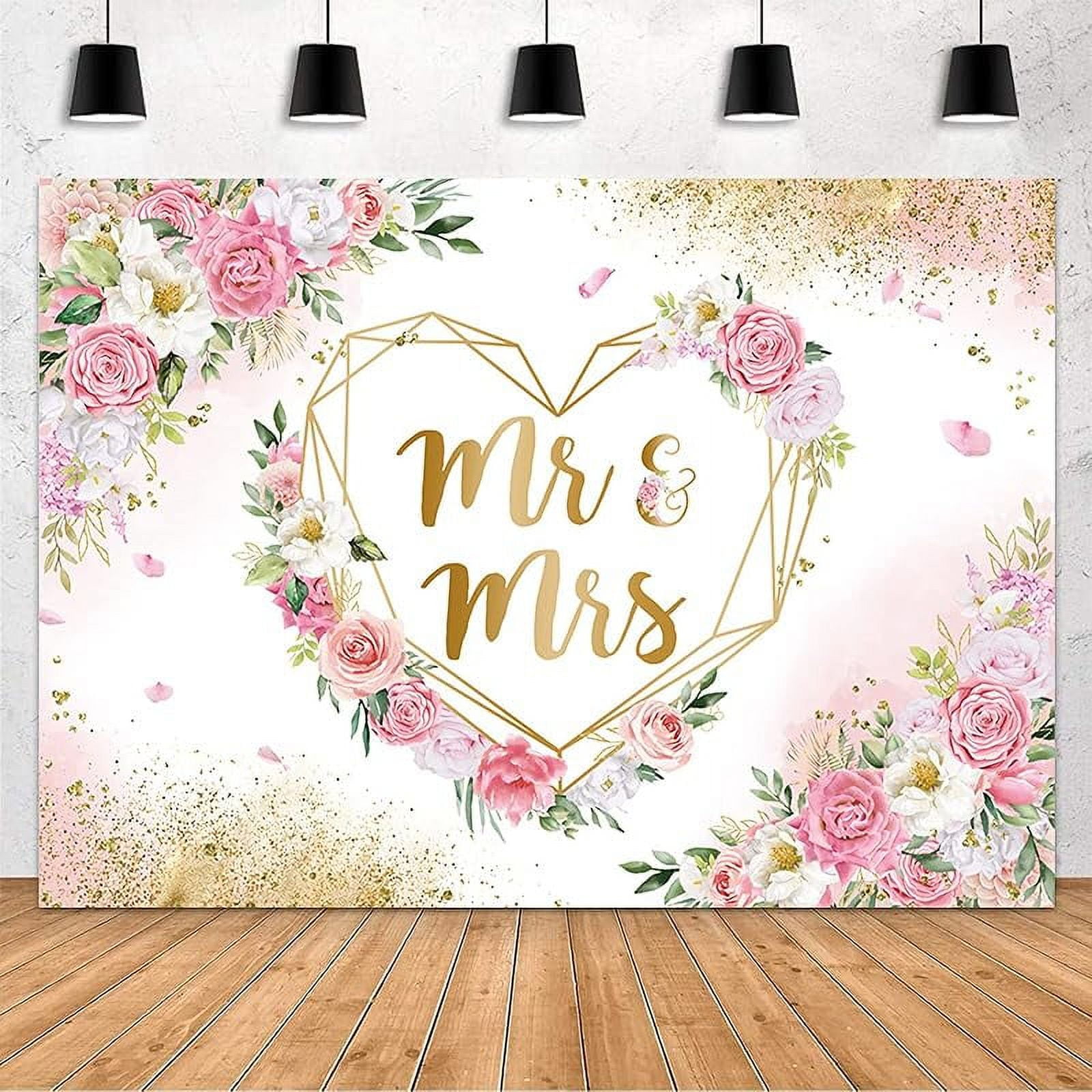 Custom 7x5ft Mr & Mrs Backdrop for Bridal Shower Blue and White Floral ...
