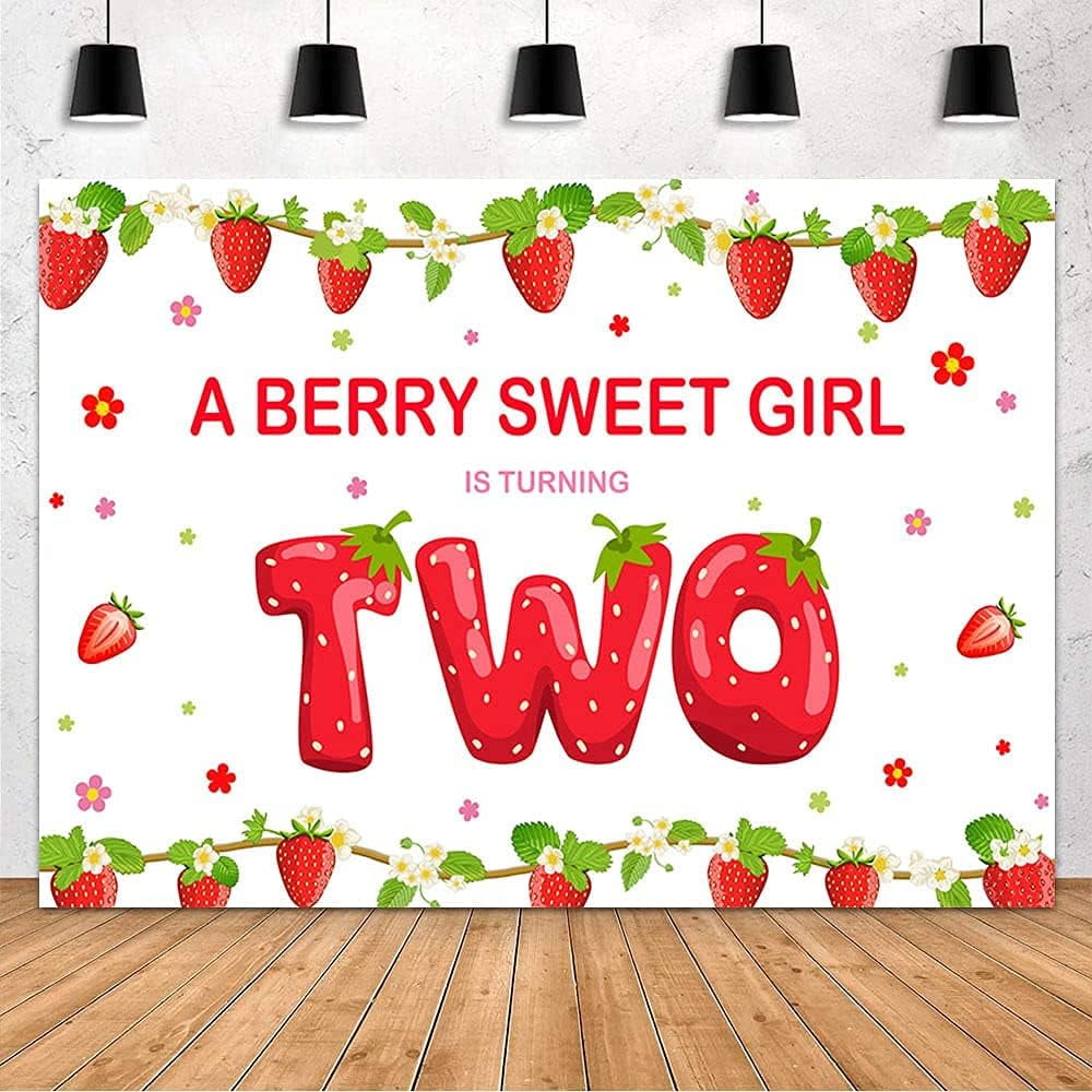 Custom 7x5ft Sweet Strawberry Theme 2nd Birthday Party Decoration ...