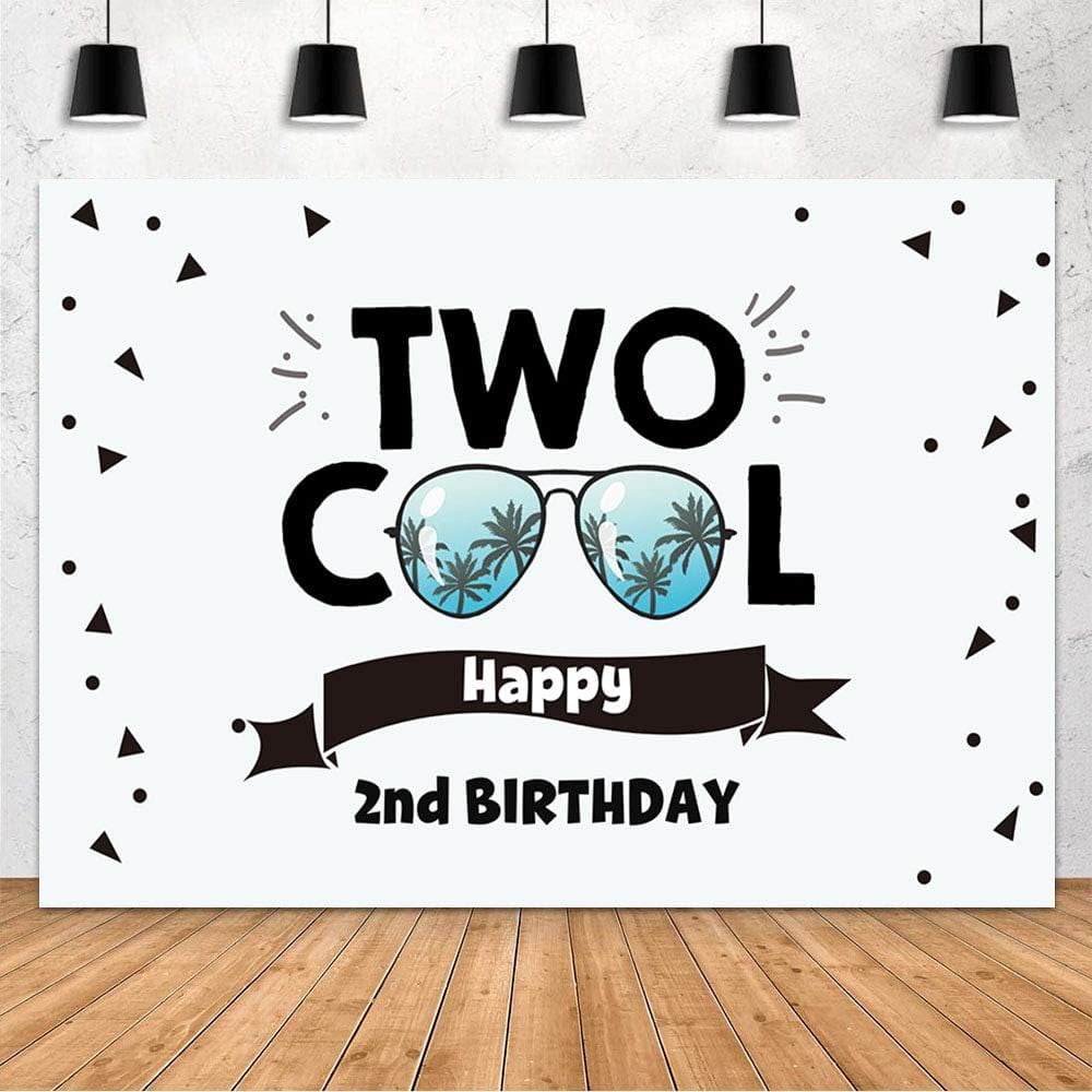 Custom 7x5ft Two Cool Sunglasses Theme Backdrop Happy 2nd Birthday ...