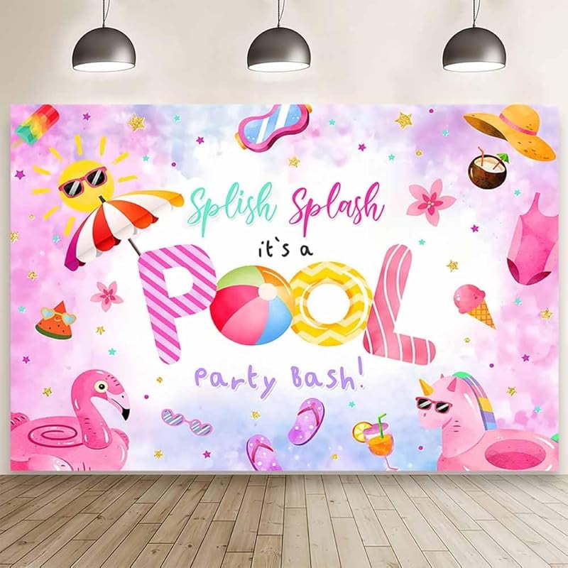Custom 7x5ft Watercolor Pool Party Backdrop Splish Splash Pool Party ...