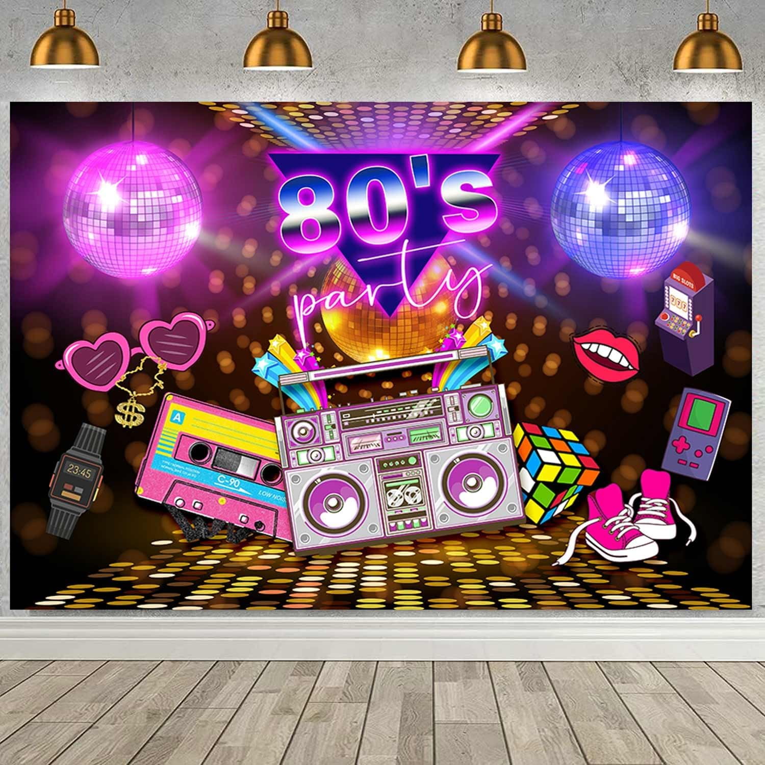 Custom 80's Party Backdrop Back to The 80s Retro Disco Ball Night Club ...