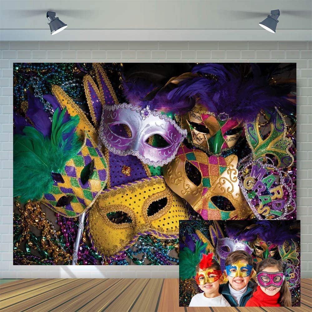 Custom 8X6ft Mardi Gras Backdrop Masquerade Themed Party Photography ...