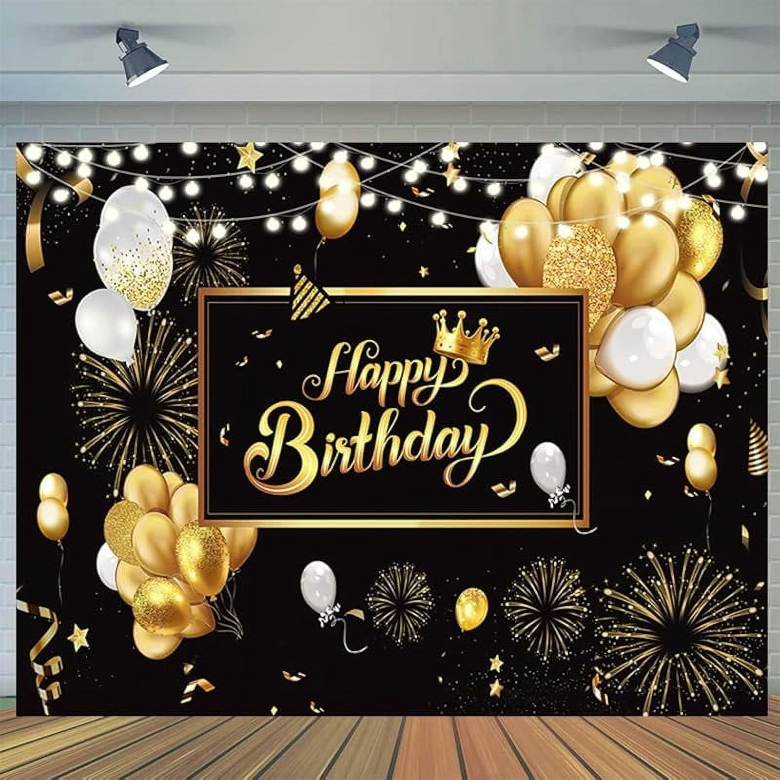 Custom 8x6ft Blue and Gold Birthday Backdrop Adult Children Happy ...