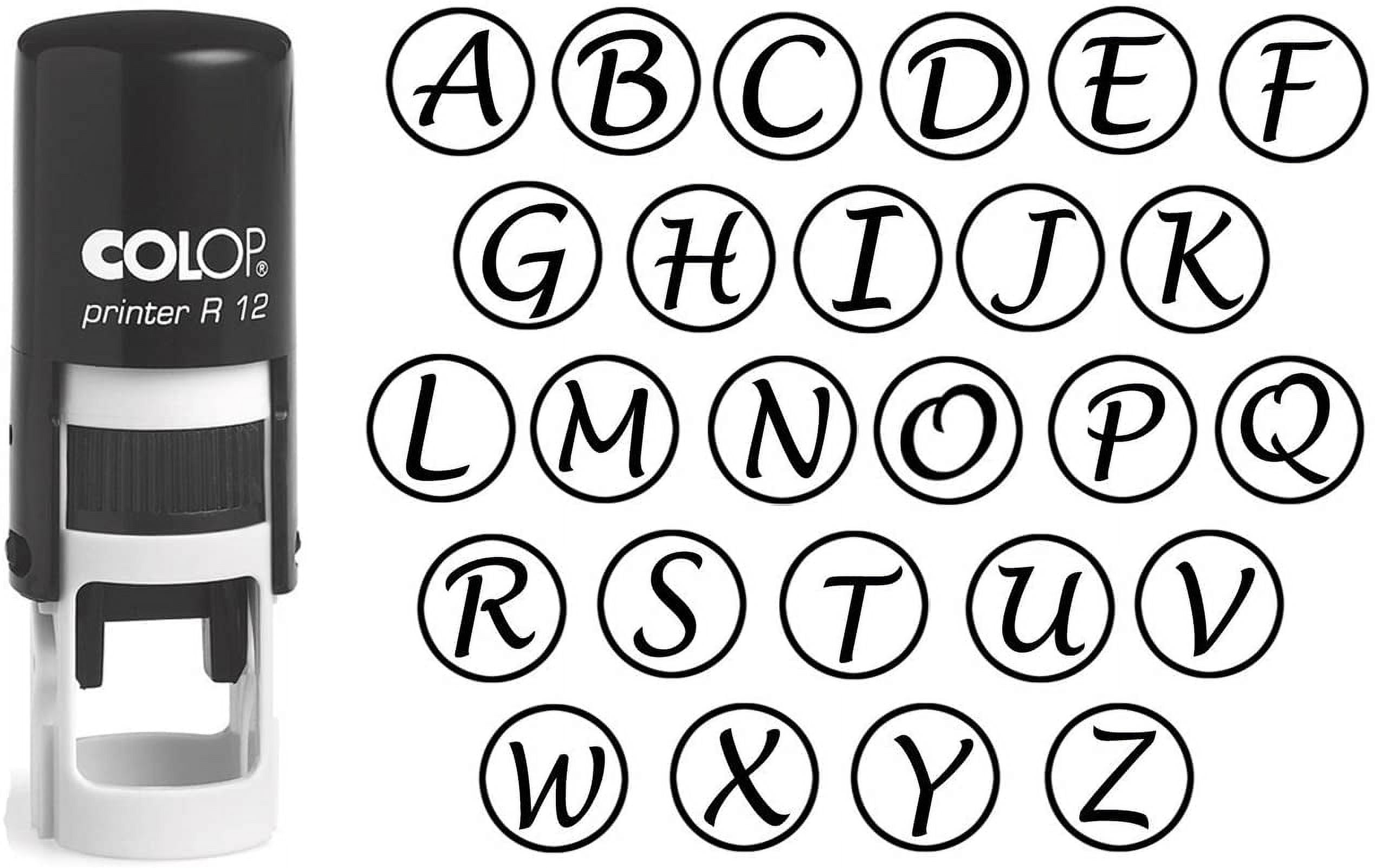 Custom A-Z Alphabet Stamp In Black Ink Monogram Round Rubber Stamp Self ...