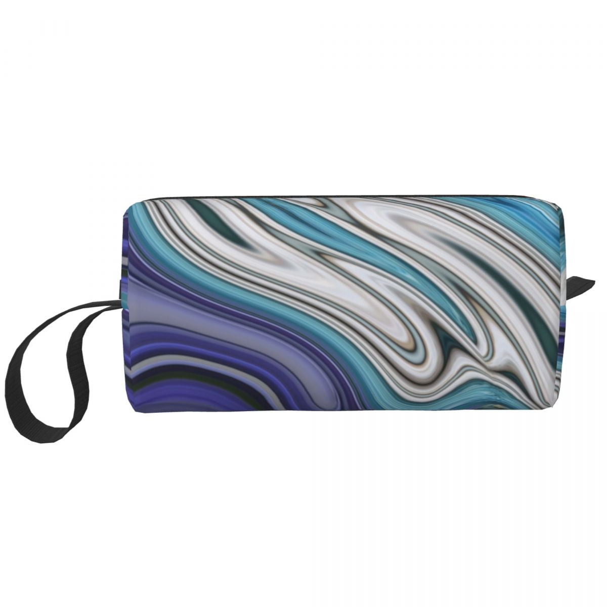 Custom Abstract Blue Teal Marble Swirls Mid Century Modern Makeup Bag ...