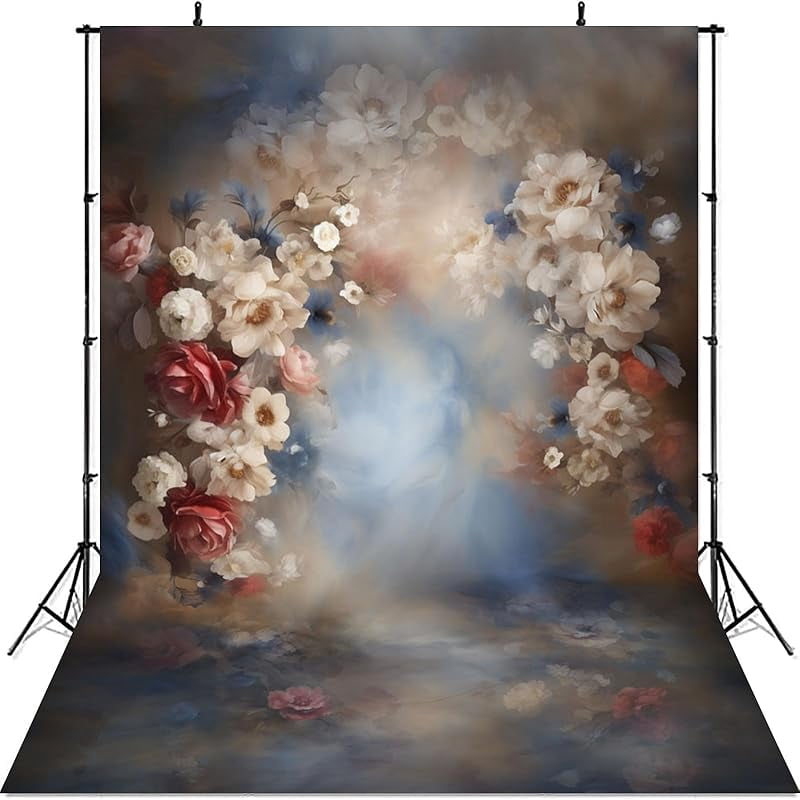 Custom Abstract Floral Backdrop for Photography Retro Blue and Brown ...