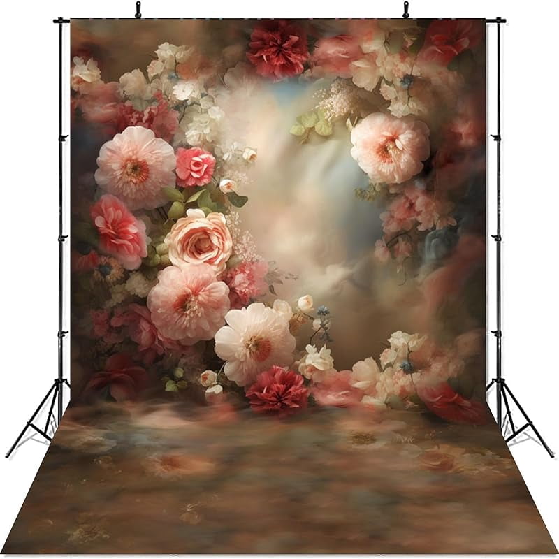 Custom Abstract Floral Backdrop for Photography Retro Blue and Brown ...
