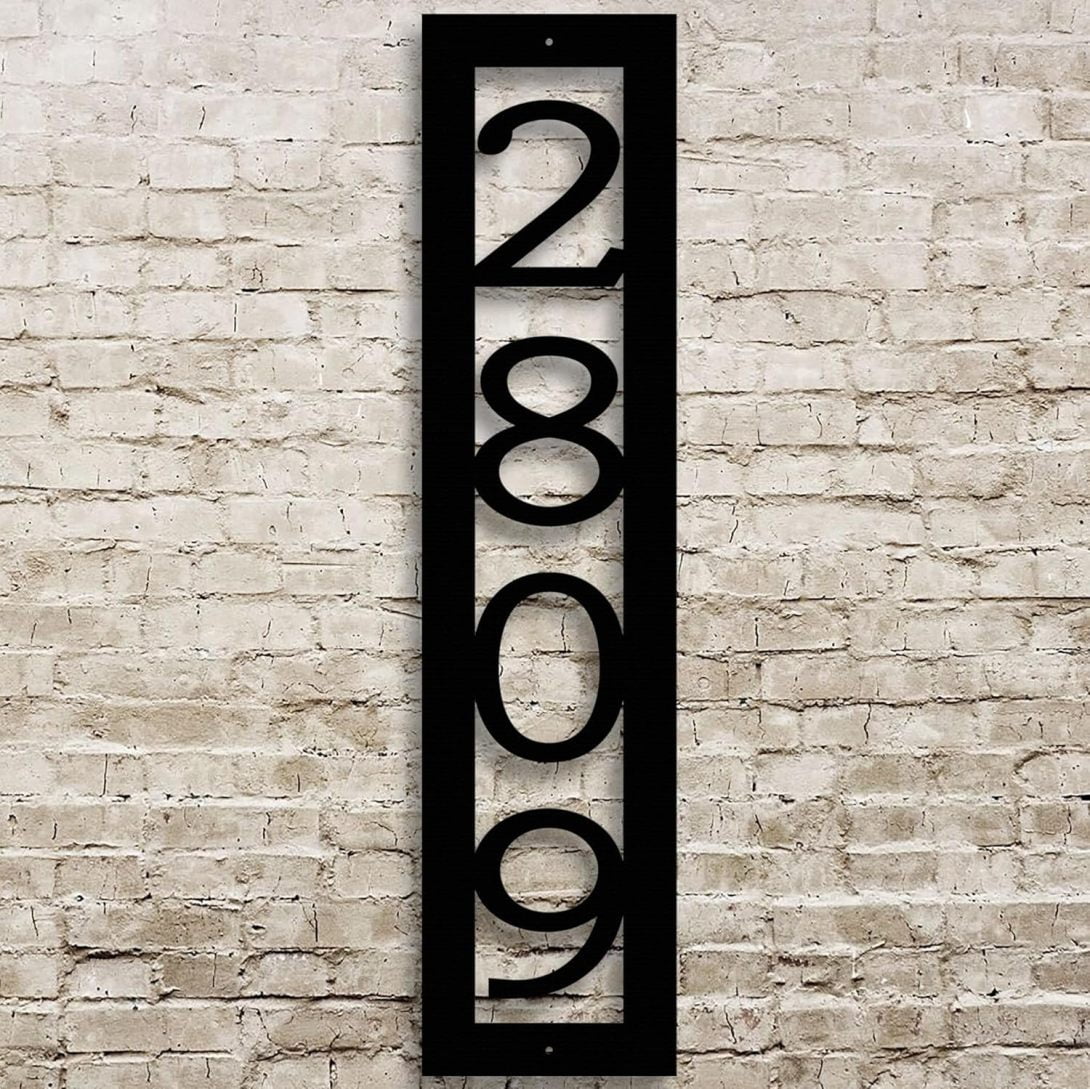 Custom Address Marker - Vertical House Number - Metal Address Sign ...