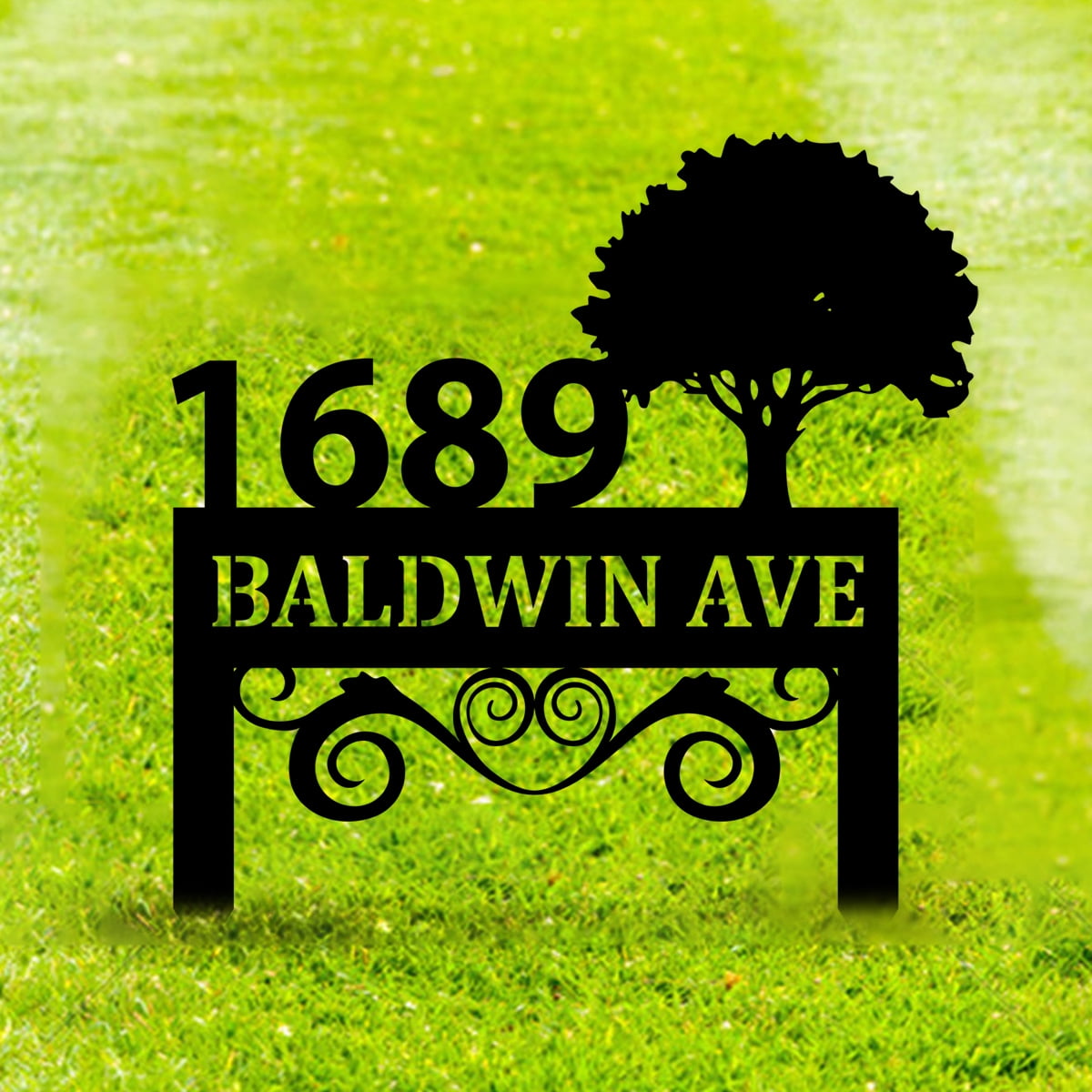 Custom Address Metal Sign,Address Sign with tree,Front Porch Decor,Lawn ...