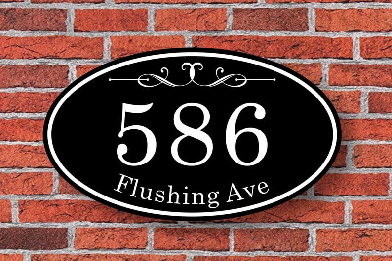 Custom Address Sign Aluminum Oval 12"W x 7"H, Personalized Outside ...