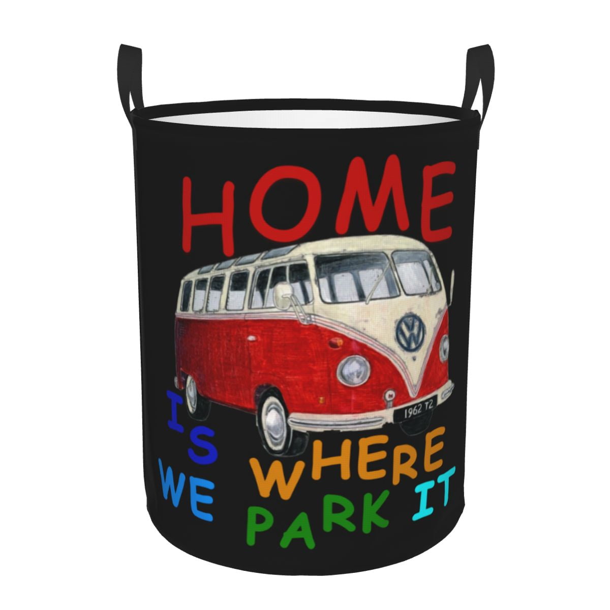 Custom Adventure Travel Happy Camper Laundry Basket Foldable Cartoon RV ...