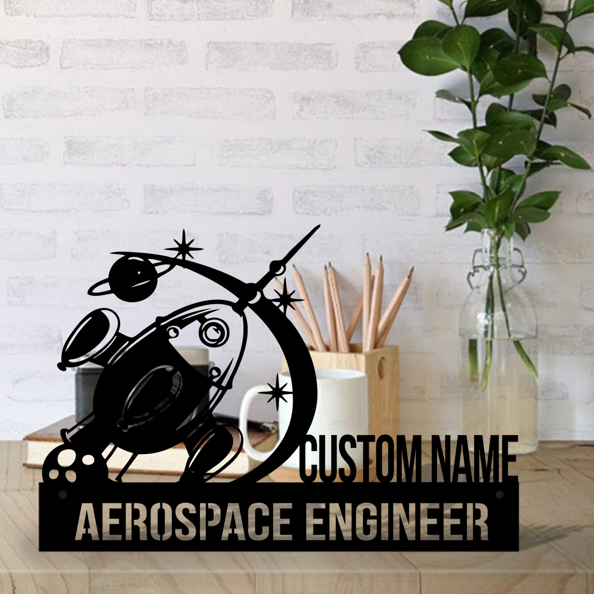 Custom Aerospace Engineer Desk Name Plate Wedge Personalized Spaceship ...