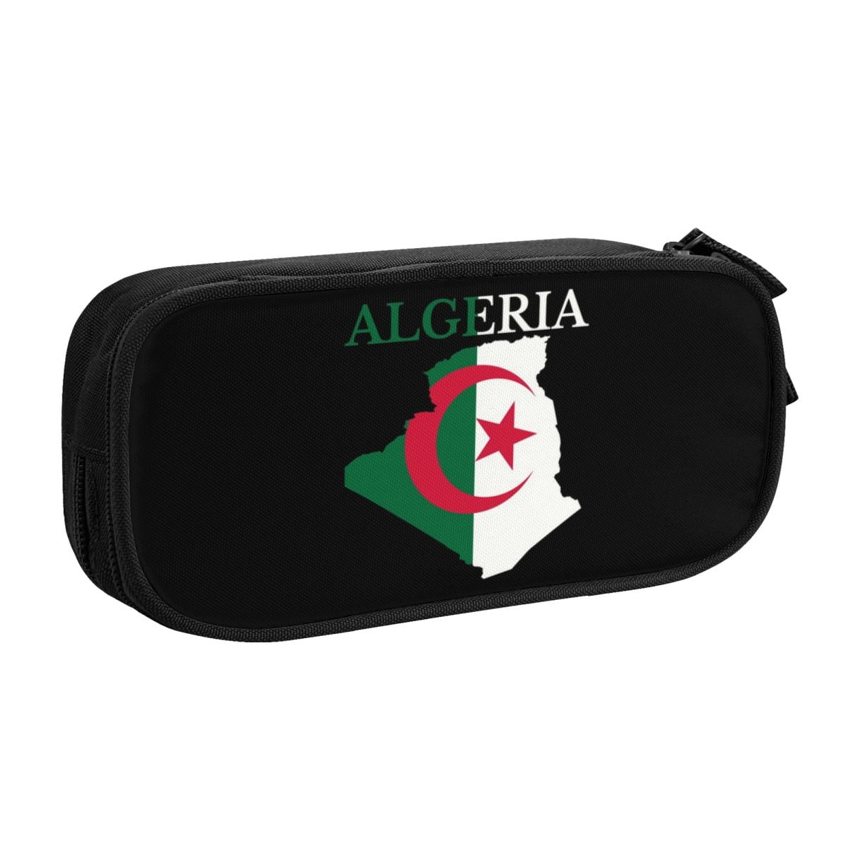 Custom Algeria Flag Map Pencil Case for Large Capacity Algerian Heart ...