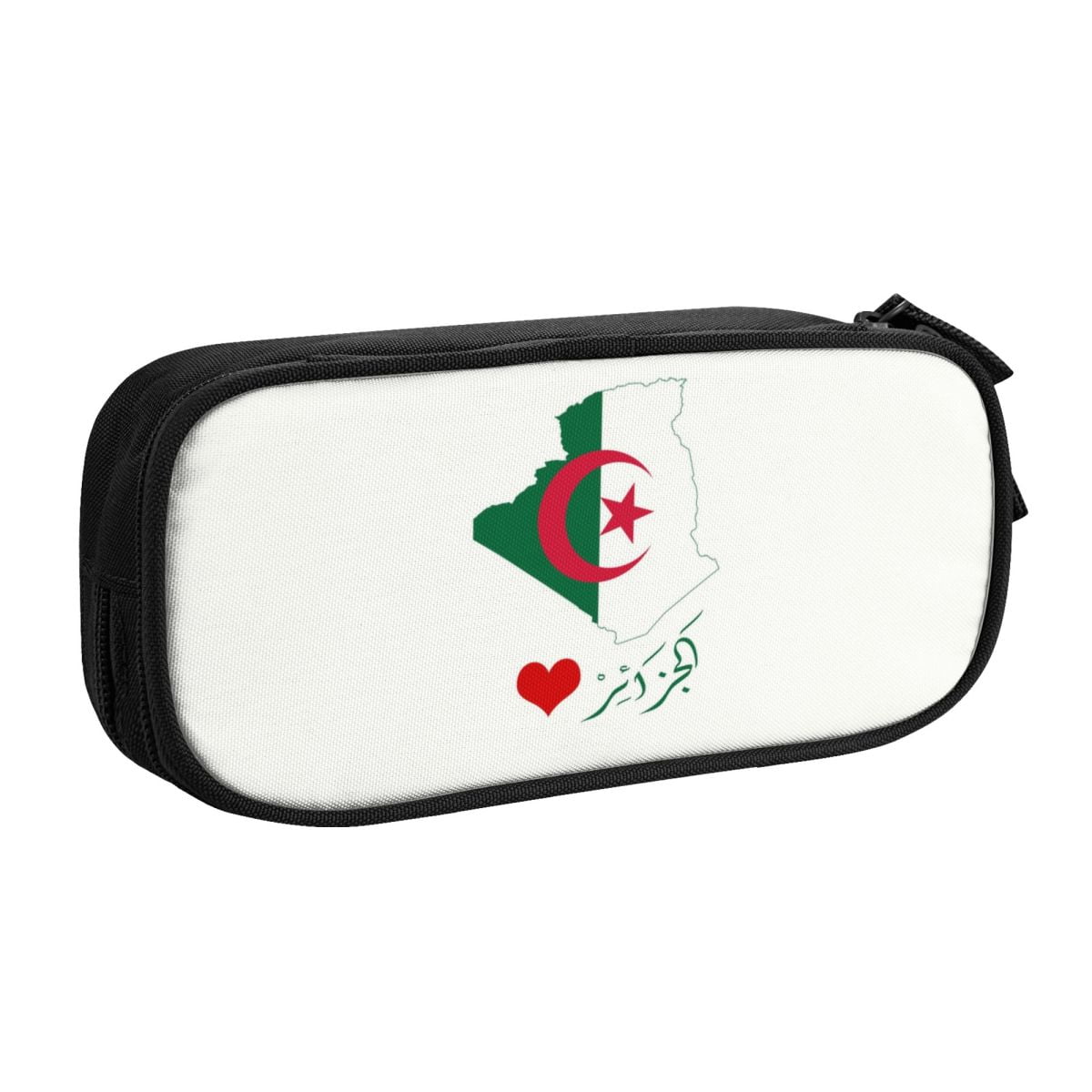 Custom Algeria Flag Map Pencil Case for Large Capacity Algerian Heart ...