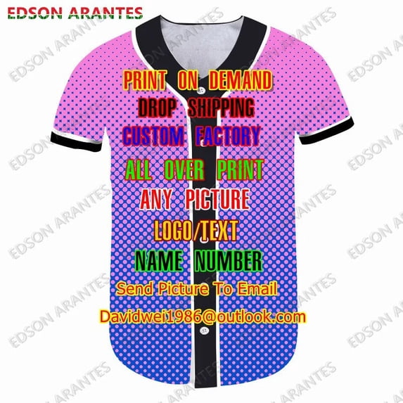 Custom All Over Print Baseball Jersey Unisex Hip Hop Button Down Shirts ...