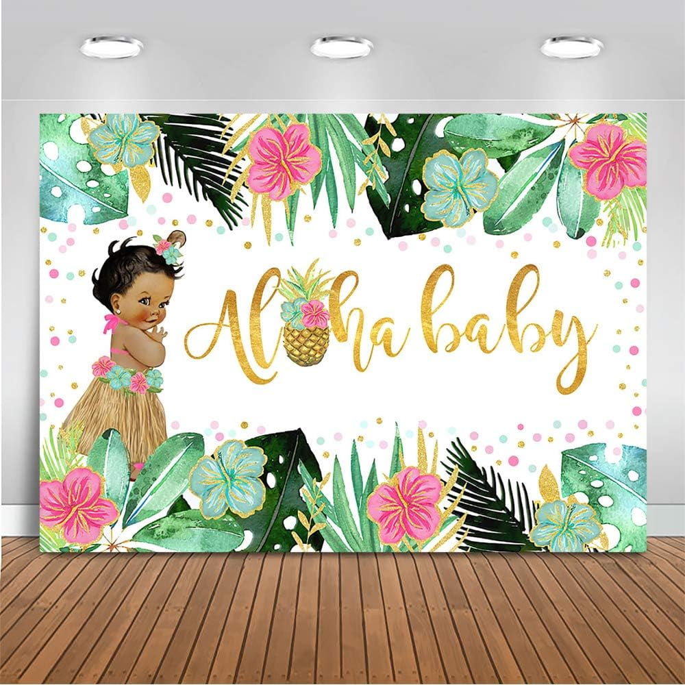 Custom Aloha Baby Shower Backdrop It's a Girl Summer Baby Shower Party ...