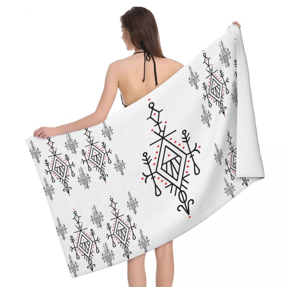 Custom Amazigh Warrior Kabyle Berber Amazigh Flag Gift Beach Towel Geometry Carpet Berber Soft ...