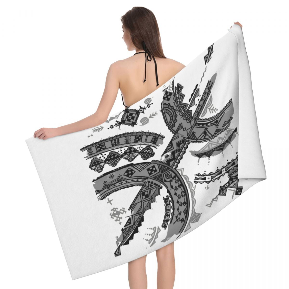 Custom Amazigh Warrior Kabyle Berber Amazigh Flag Gift Beach Towel Geometry Carpet Berber Soft ...