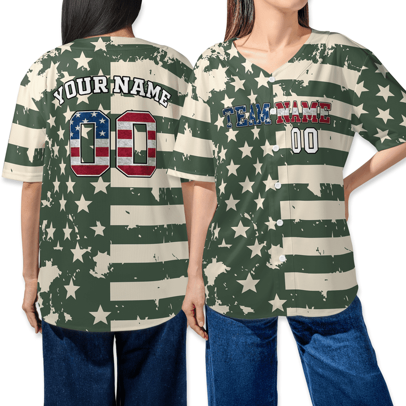 Custom American Flag Baseball Jersey – Personalized USA Patriotic ...