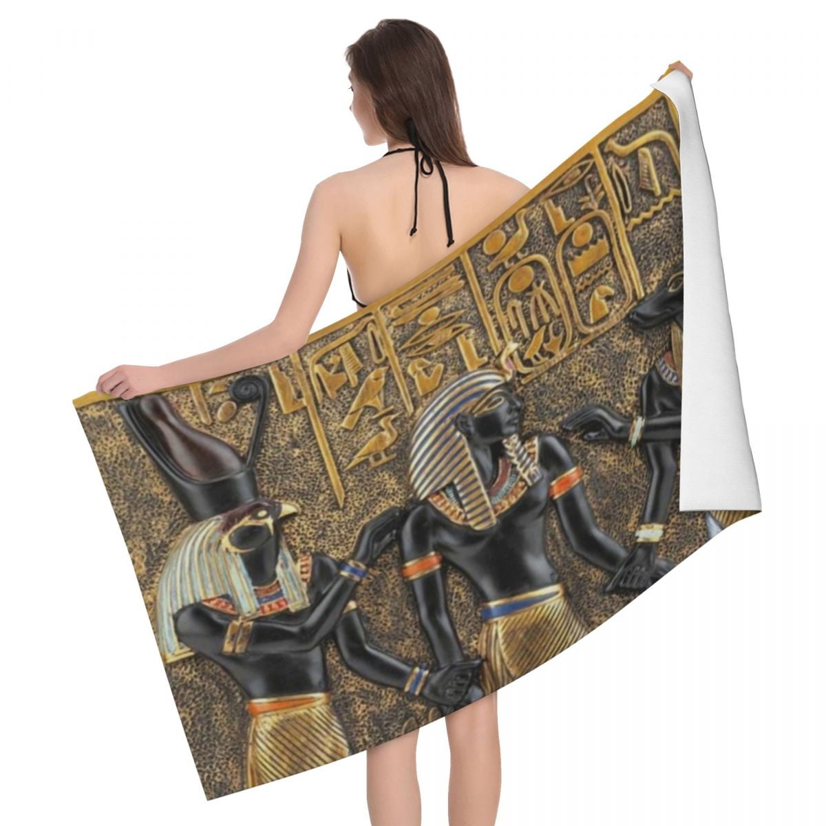 Custom Ancient Egypt Anubis Beach Bath Towel Microfiber Egyptian Gods ...