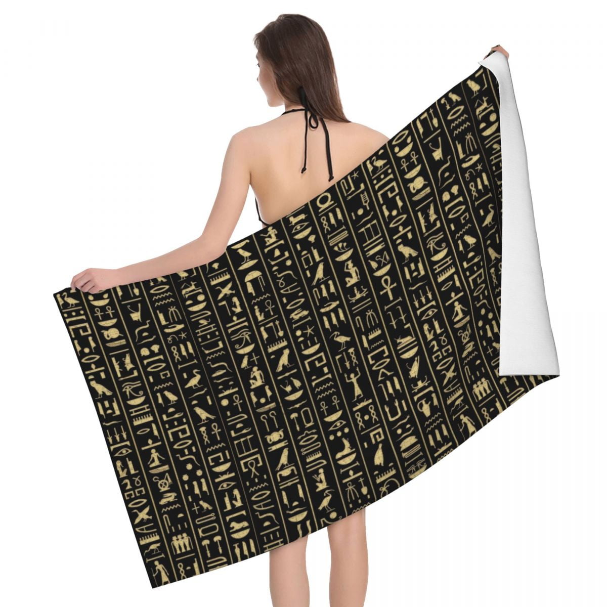 Custom Ancient Egypt Anubis Beach Bath Towel Microfiber Egyptian Gods ...