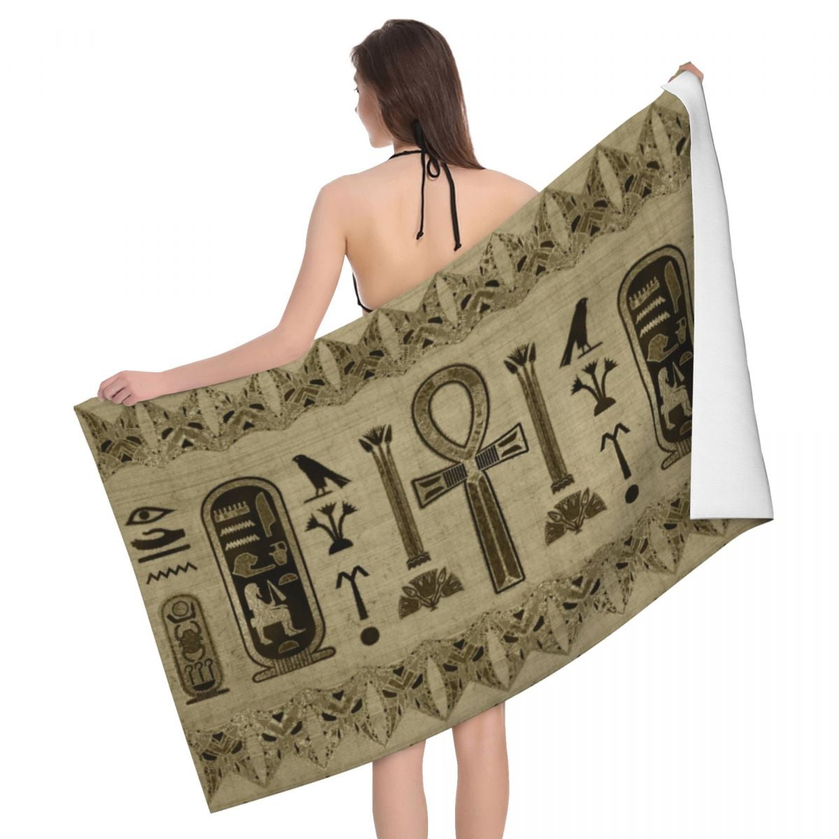 Custom Ancient Egypt Anubis Beach Bath Towel Microfiber Egyptian Gods ...