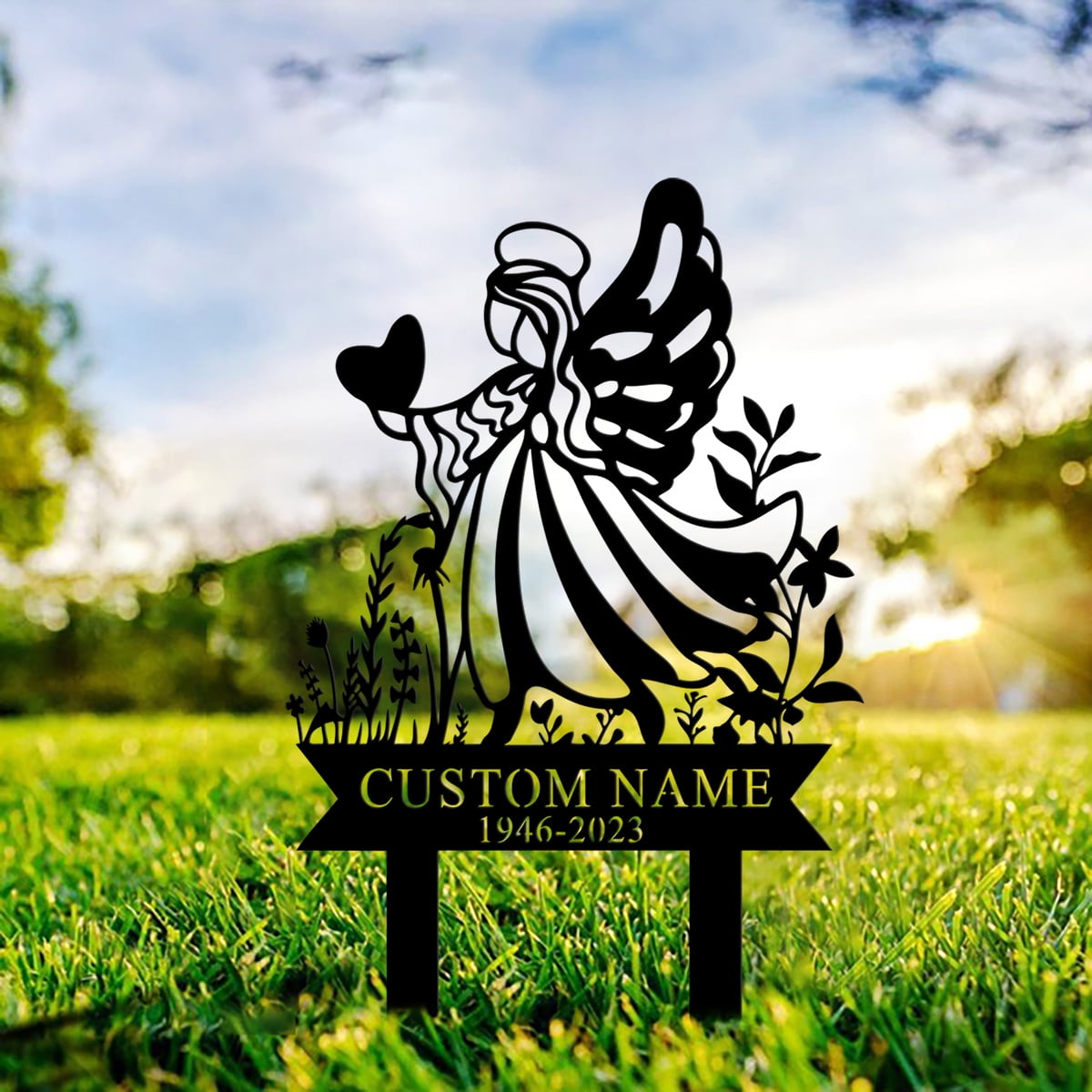 Custom Angel Memorial Stake, Angel Memorial Plaque with Stake, Angel ...