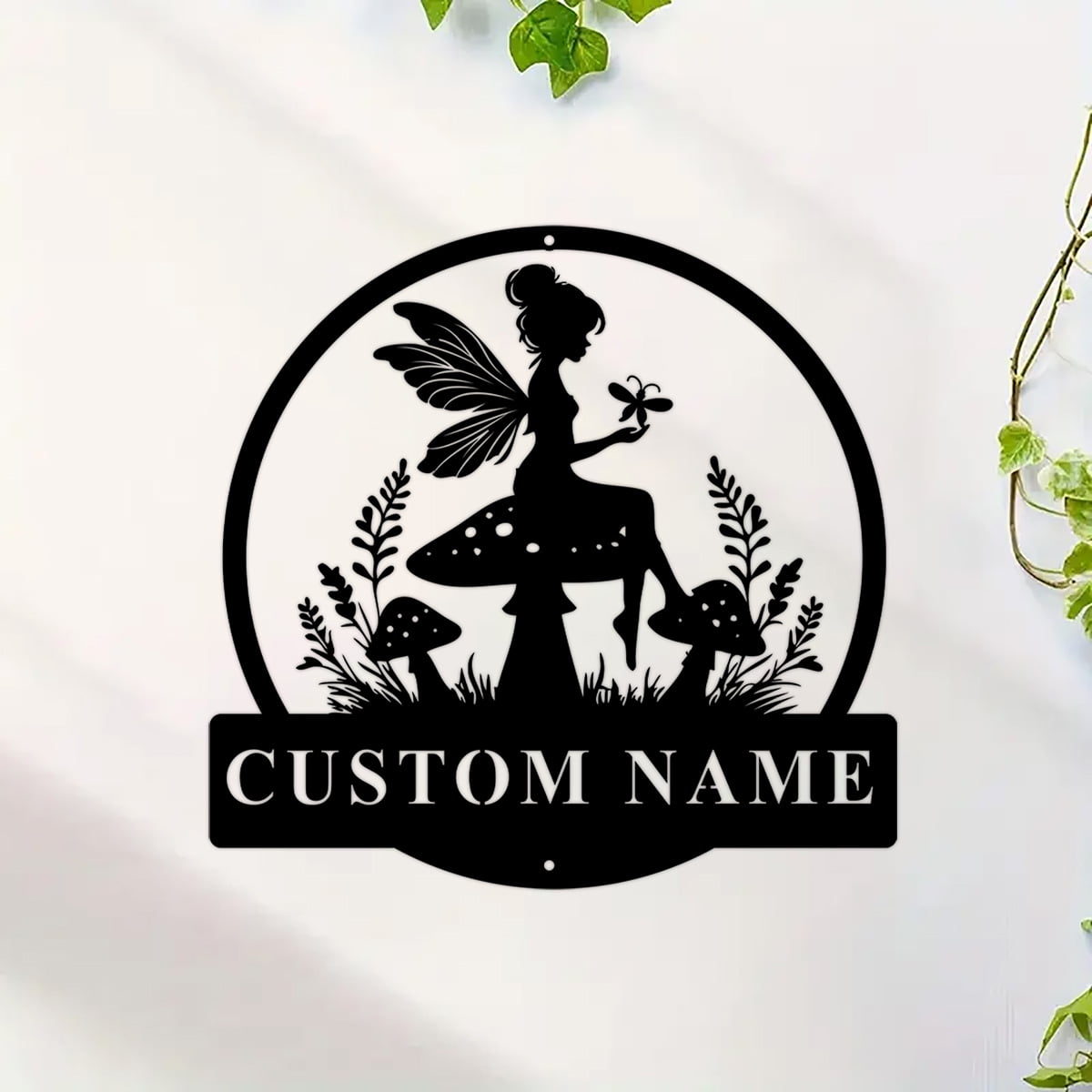 Custom Angle Mushroom Name Metal Sign, Personalized Princess Room Name ...