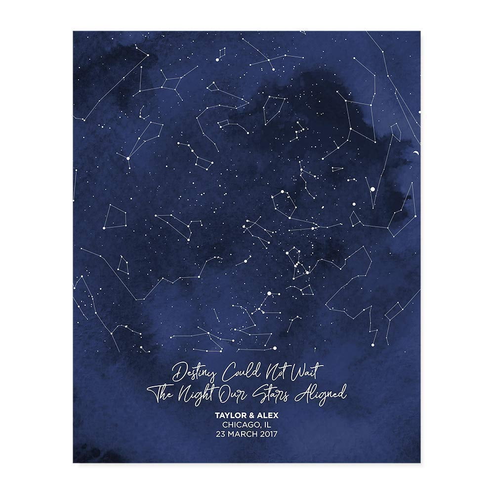 Custom Anniversary Gift Star Map Art Print - Night Sky Chart Wedding Date (Many Sizes) - Walmart.com
