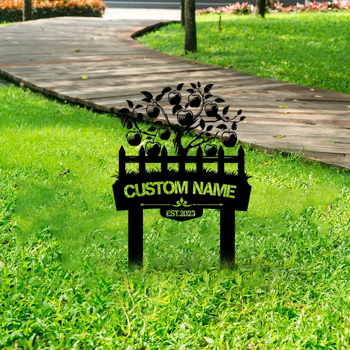 Custom Apple Garden Decor, Metal Apple Garden Sign, Custom Apple Gift ...