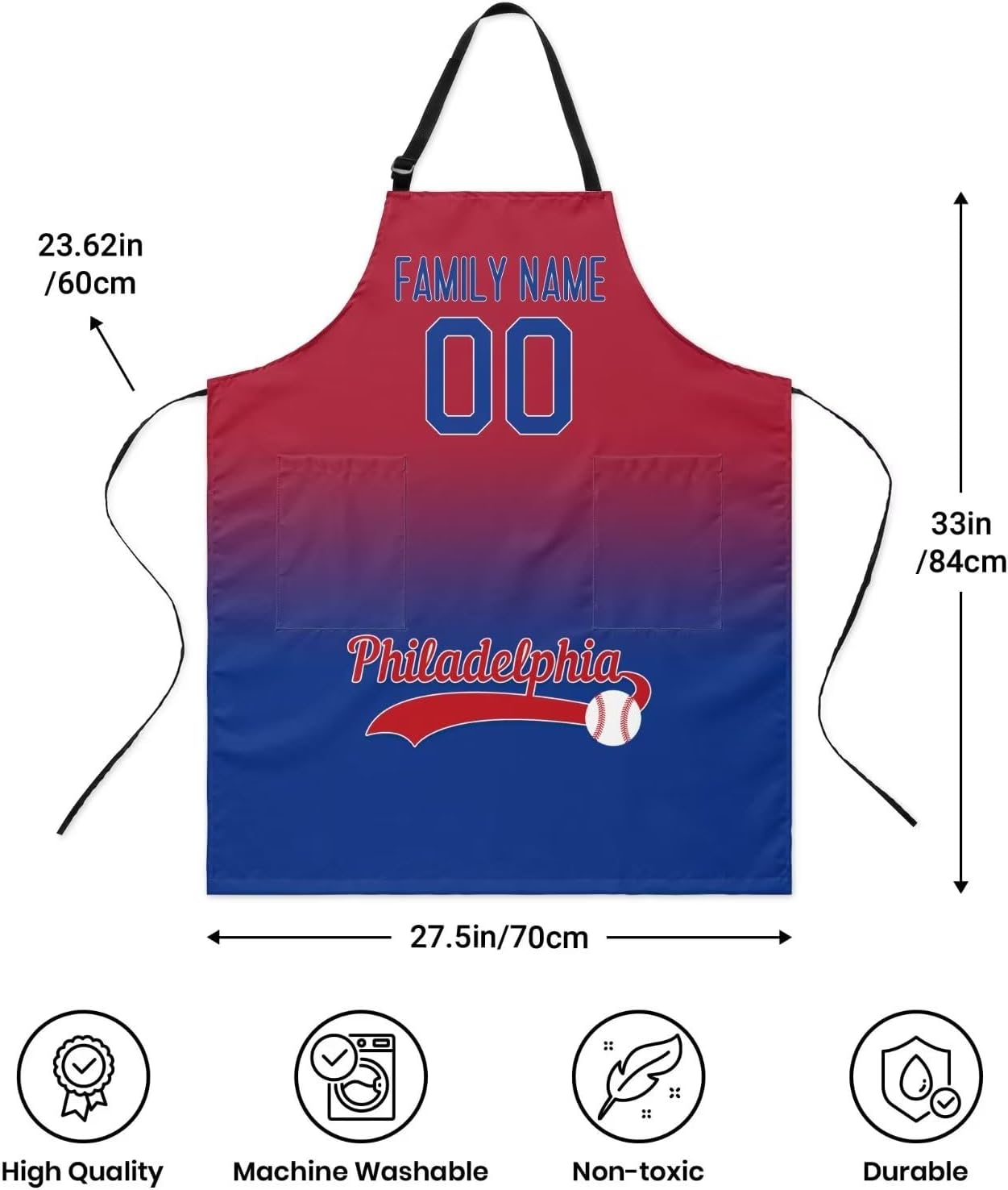 Custom Apron With Personalized Names And Numbers, Gift For Mom And Wife ...