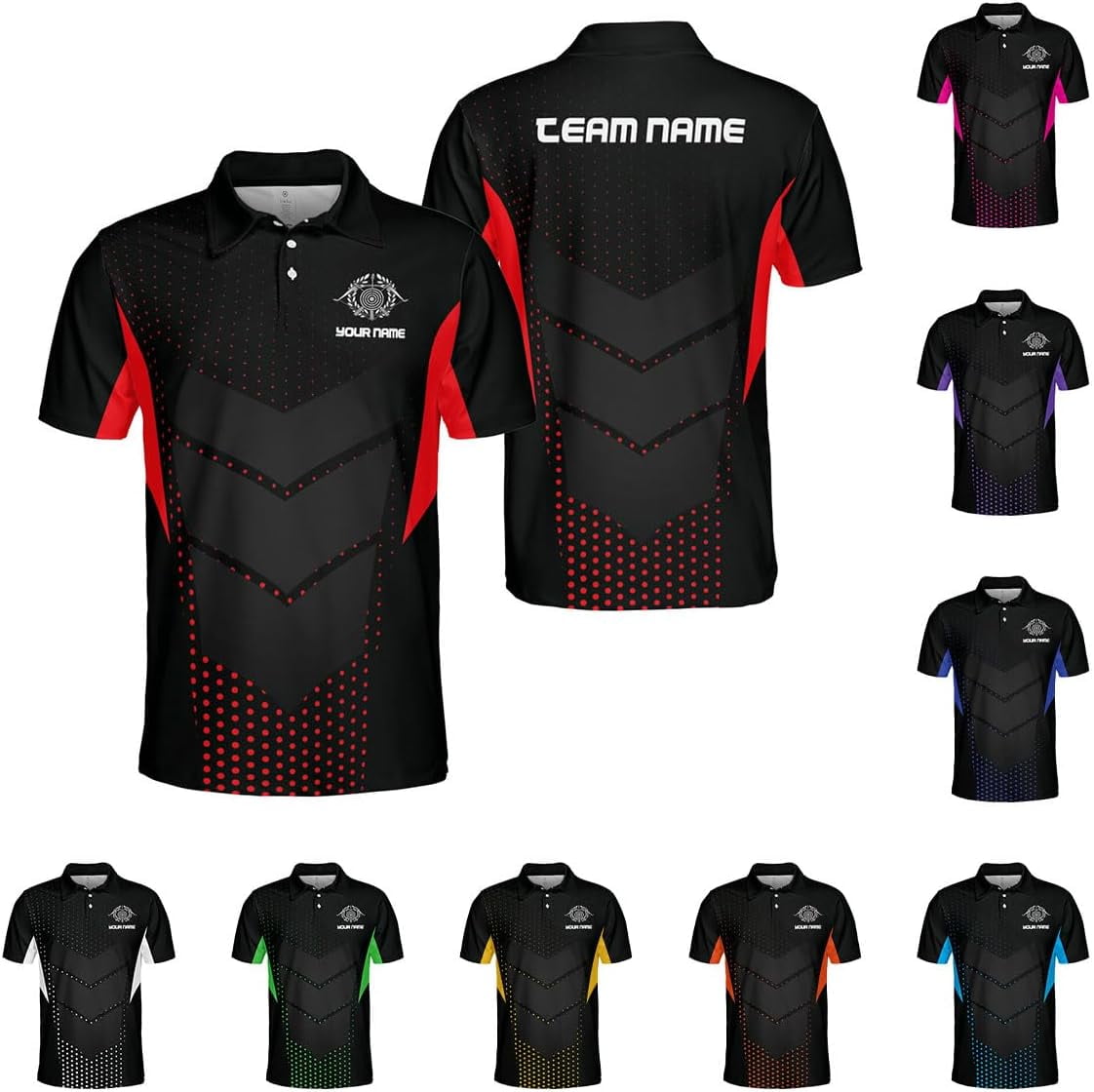 Custom Archery Polo Shirts Men Personalized Name Team Apparel 3D Bow ...