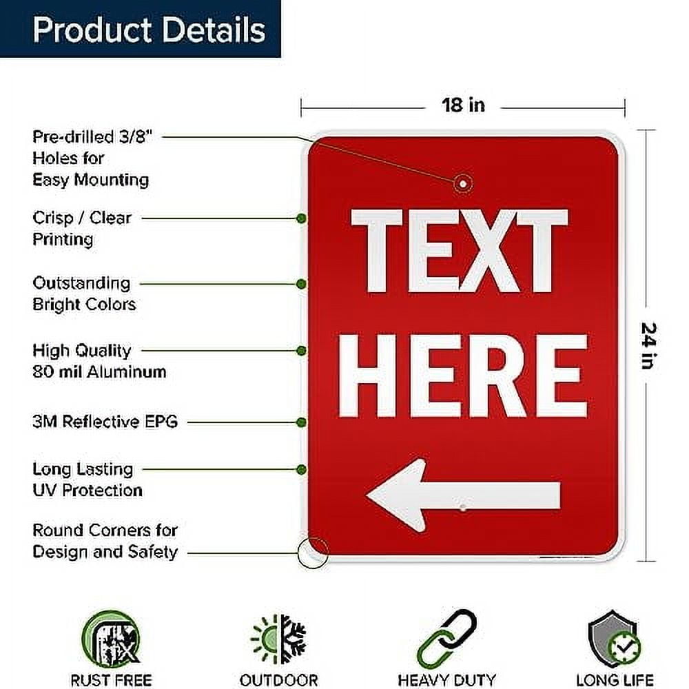 Custom Arrow Sign, Custom Directional Sign, Left Arrow Sign, 18x24 ...