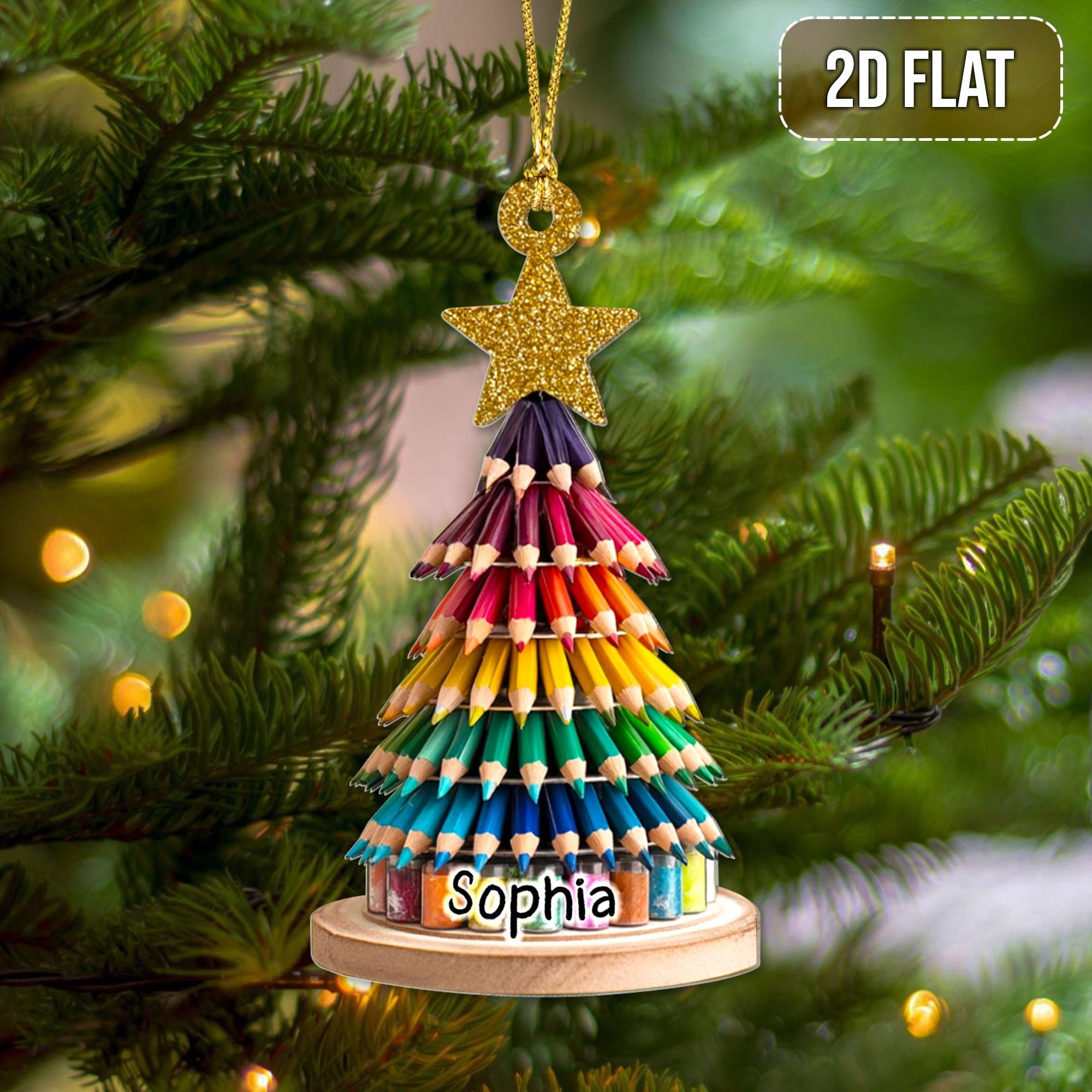 Custom Art Teacher Student Christmas Acrylic 2D Ornament, Custom 2D ...