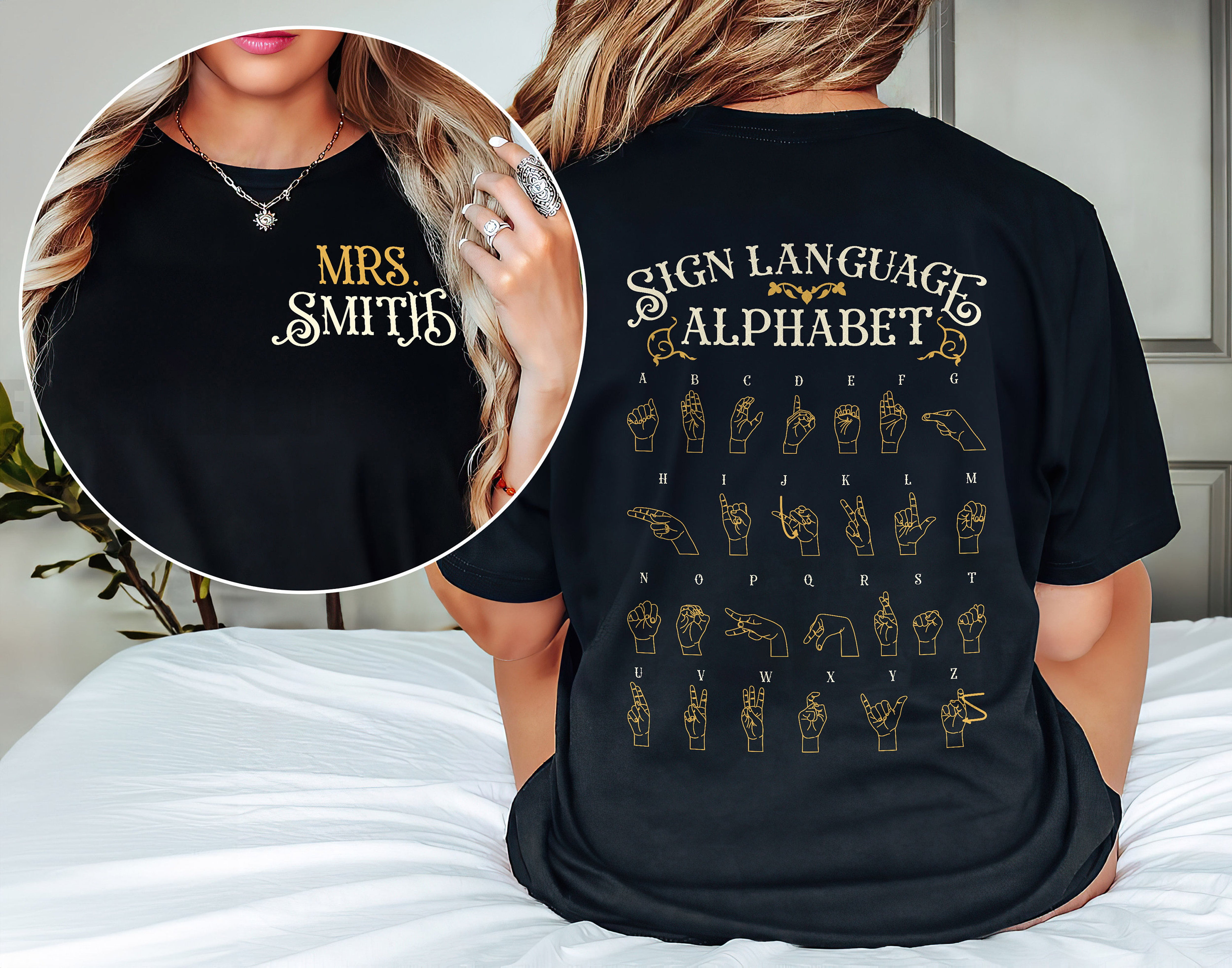 Custom Asl Teacher Shirt Sign Language Alphabet Tshirt, Asl Teacher ...