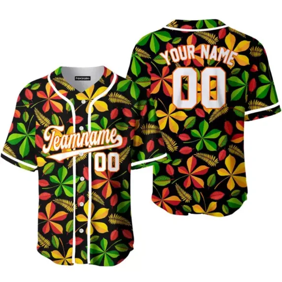 Custom Autumn Leaves Love Falls Pattern White Orange Custom Baseball ...